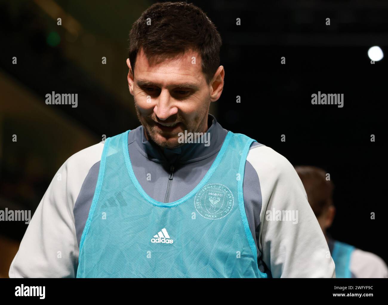 Riyadh, Saudi Arabia. 1st Feb, 2024. Inter Miami's Lionel Messi reacts ...