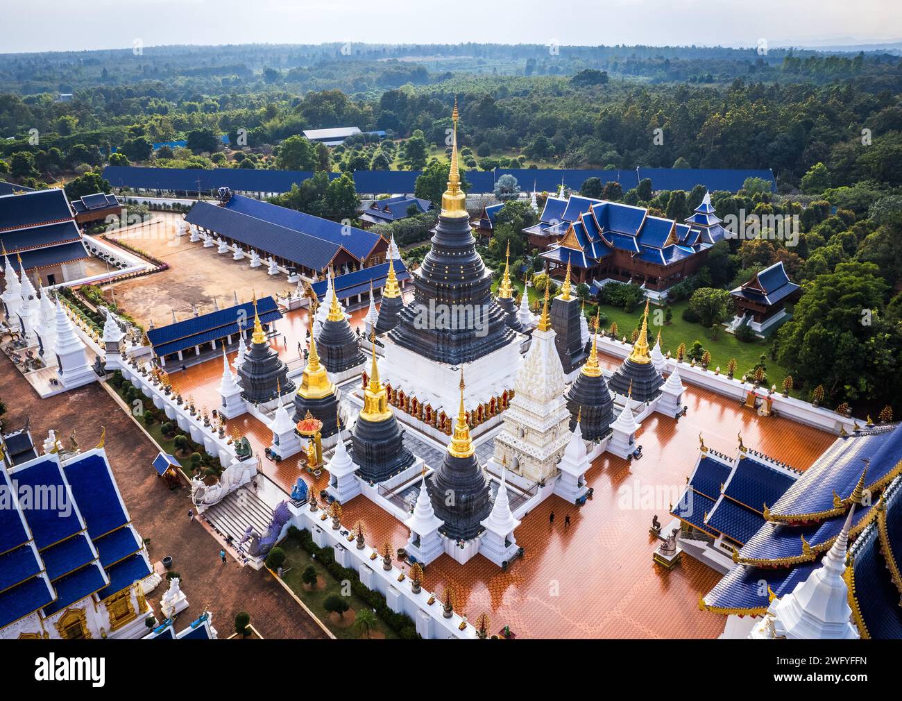Aerial view of Wat Ban Den in Mae Taeng District, Chiang Mai, Thailand ...