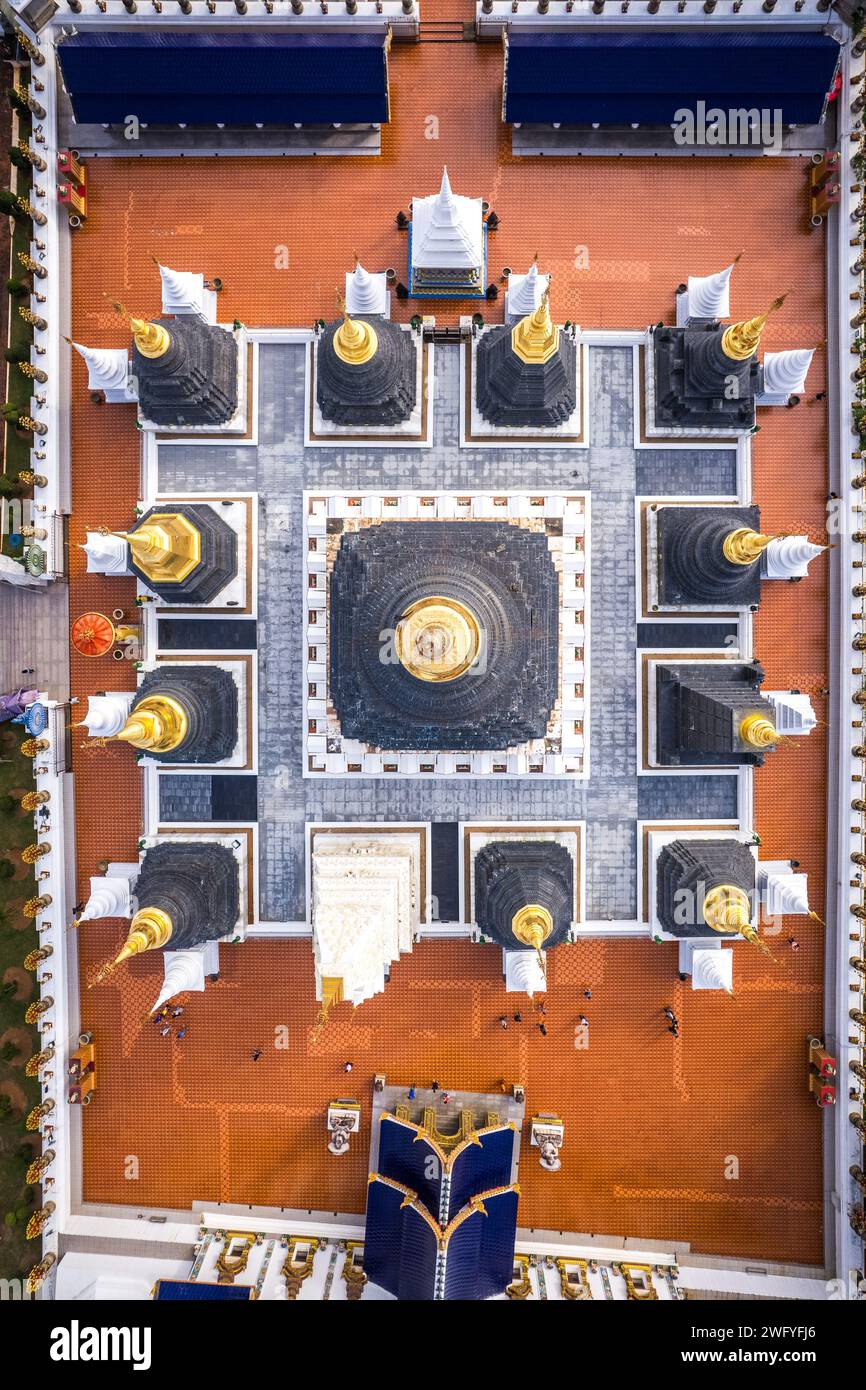 Aerial view of Wat Ban Den in Mae Taeng District, Chiang Mai, Thailand ...