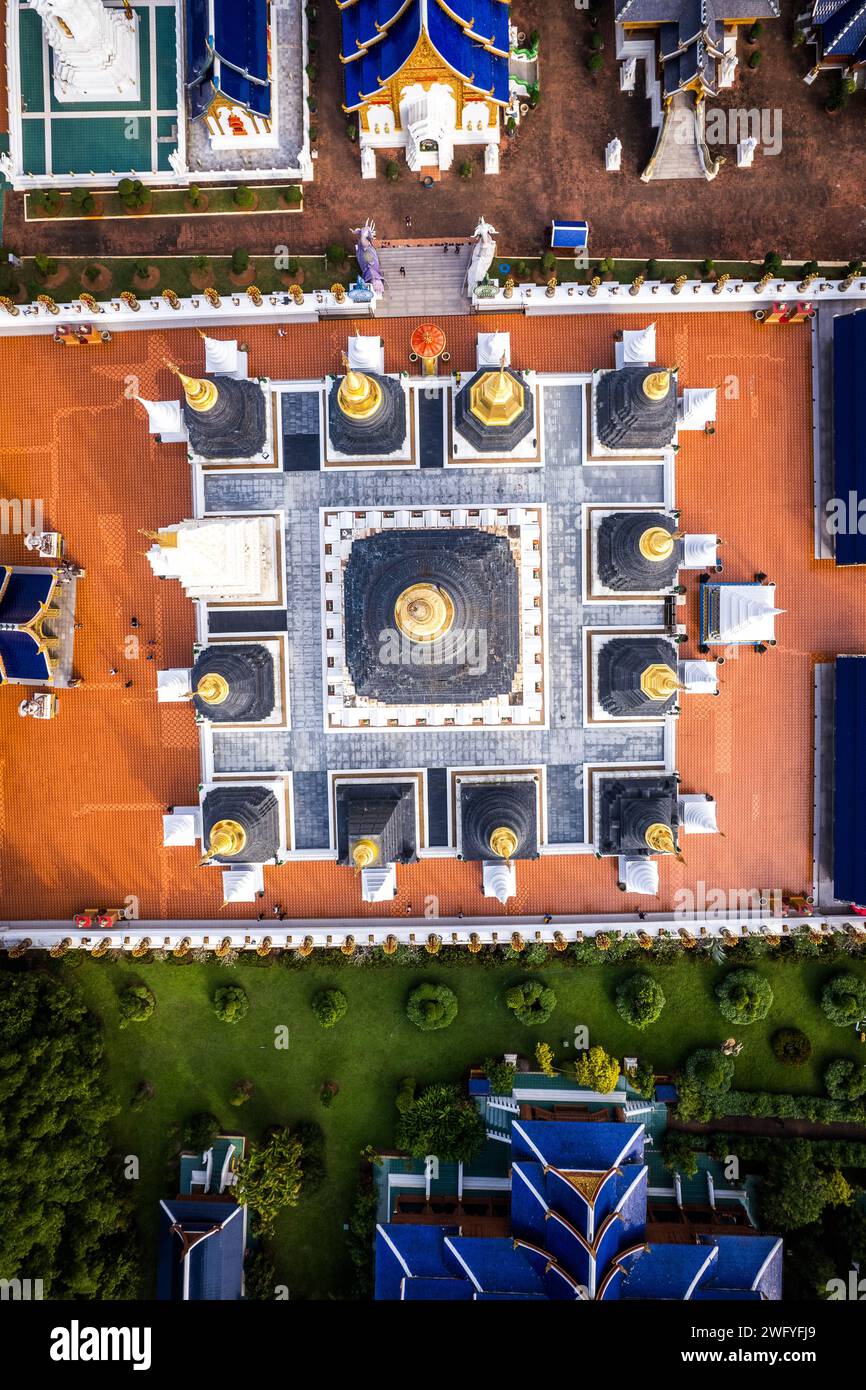 Aerial view of Wat Ban Den in Mae Taeng District, Chiang Mai, Thailand ...