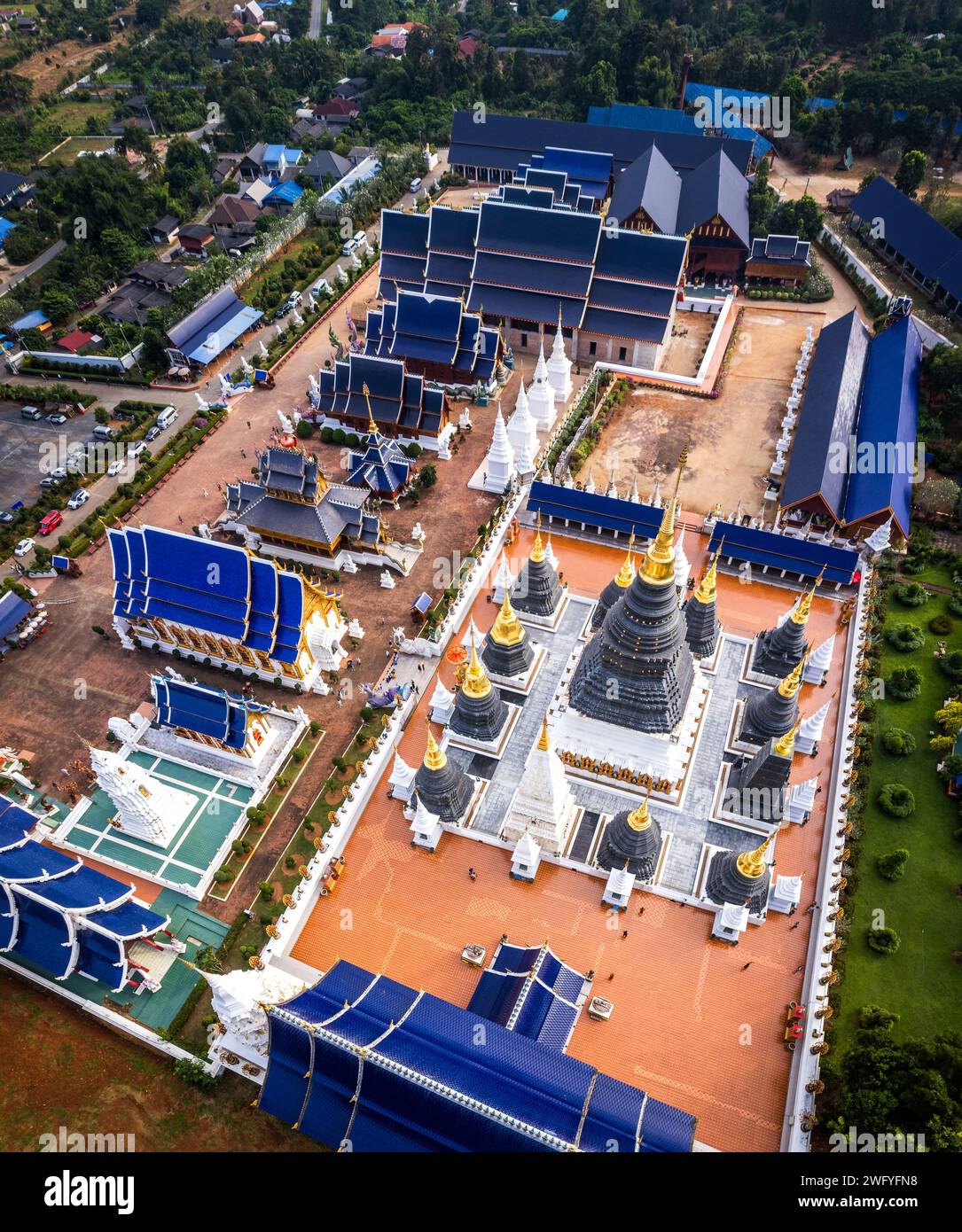Aerial view of Wat Ban Den in Mae Taeng District, Chiang Mai, Thailand ...