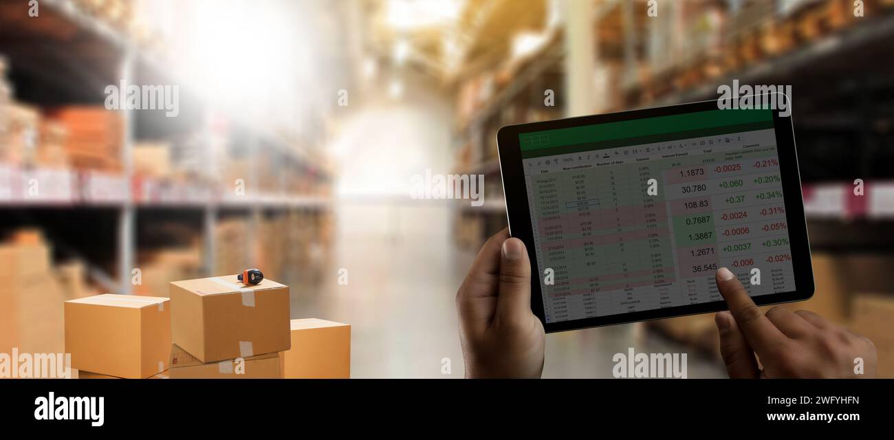 Digital internet network iot Smart logistics Warehouse management ...