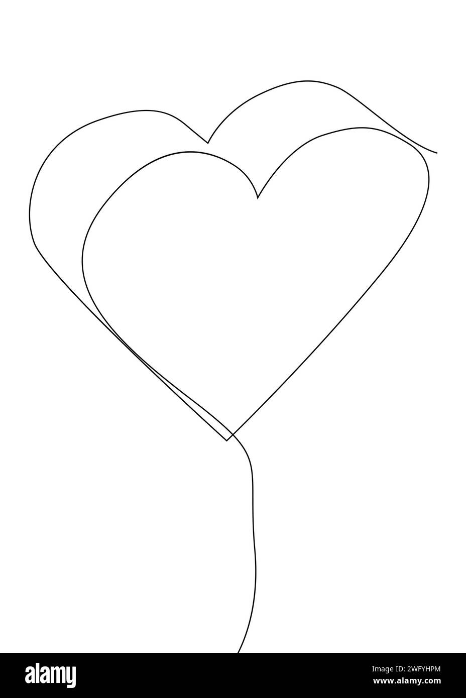 One continuous line of Heart. Thin Line Illustration vector Love ...