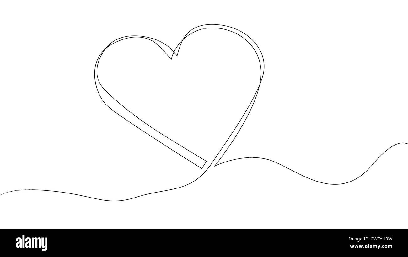 One continuous line of Heart. Thin Line Illustration vector Love ...