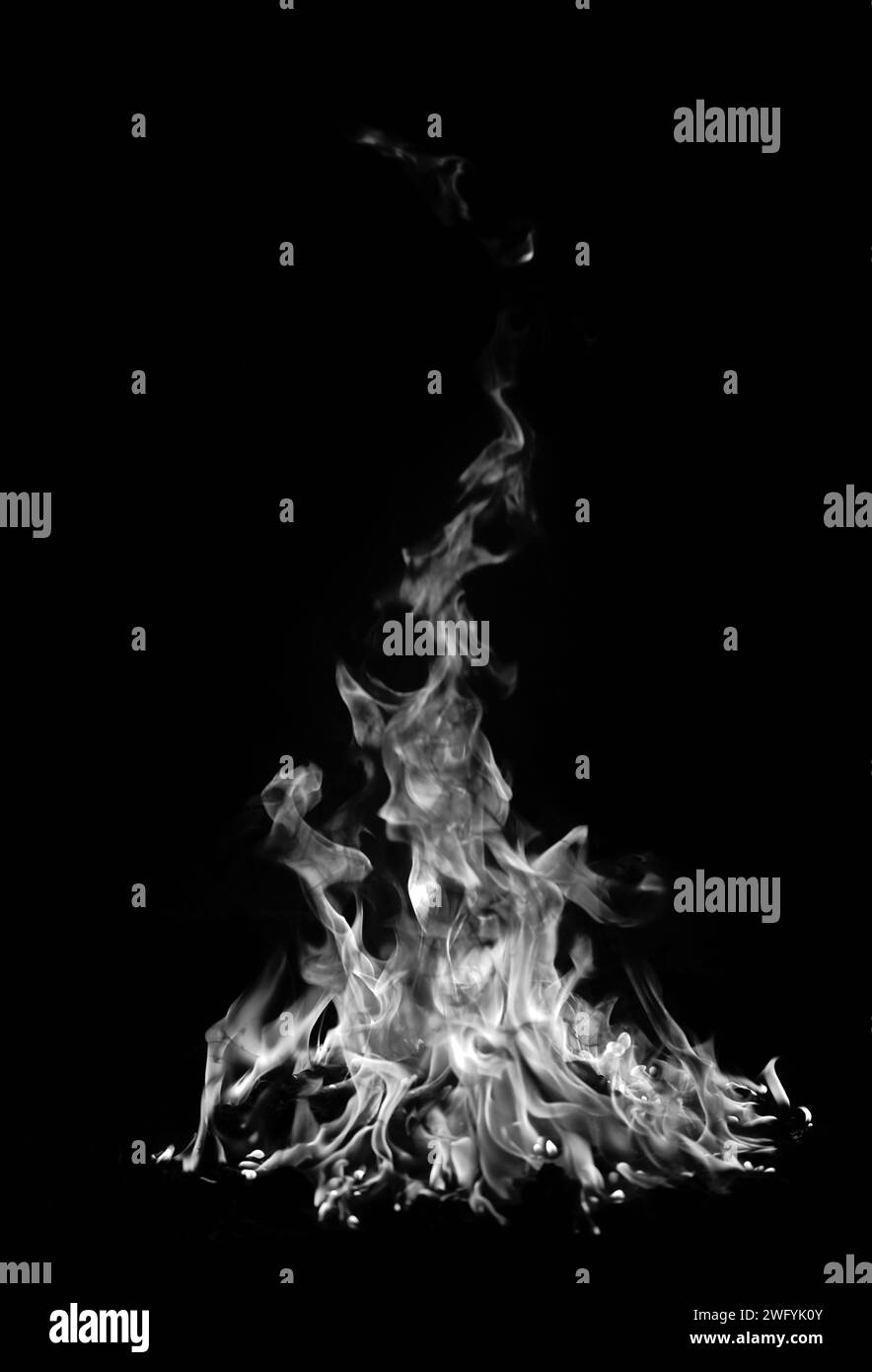 Fire flame isolate on black background. Burn flames, abstract texture ...