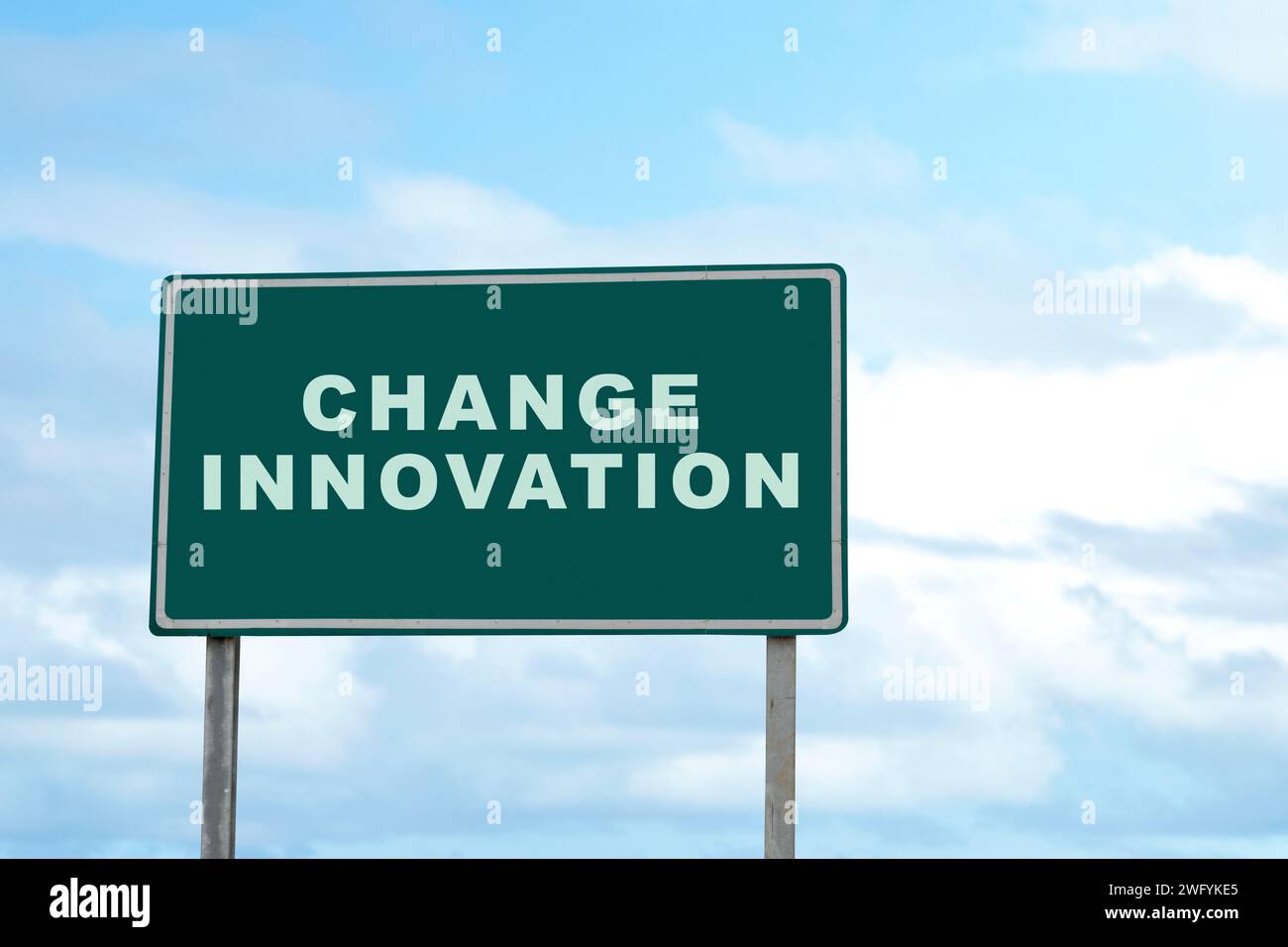 Traffic signs with the text of change innovation and blue sky ...