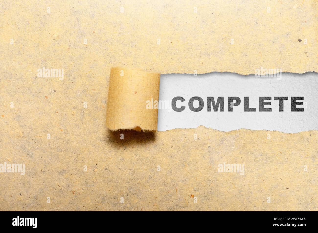 Ripped paper with complete text over a white background. Business and ...