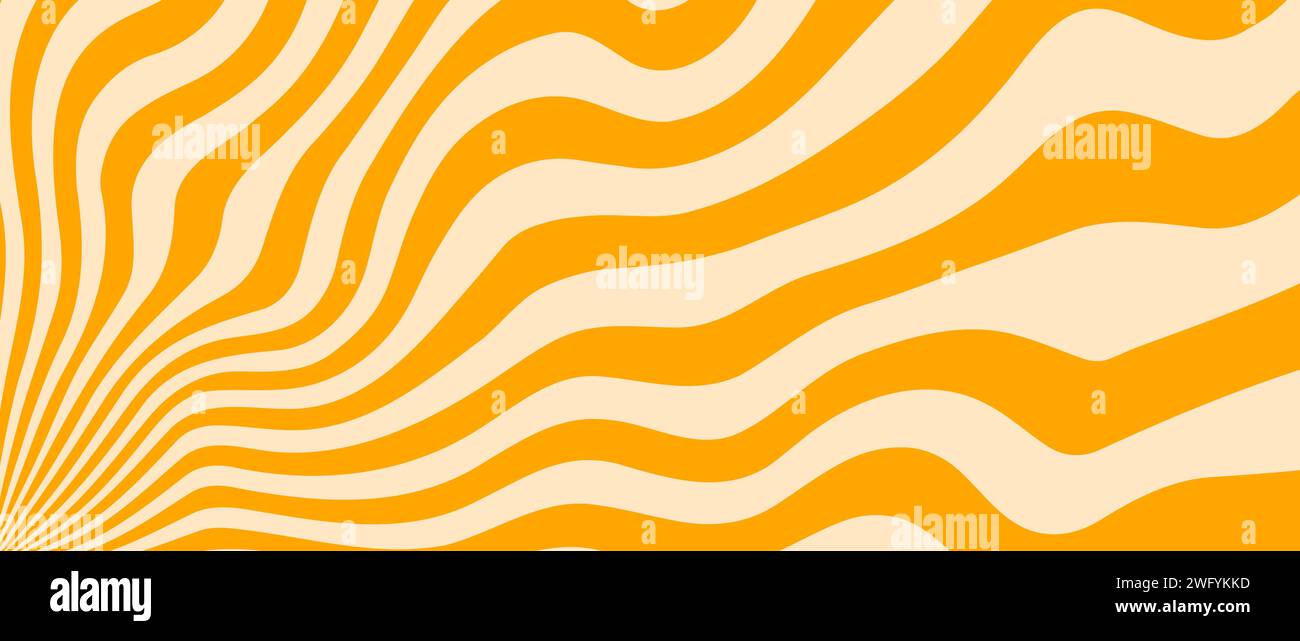Orange trippy burst lines background. Psychedelic wavy stripes ...