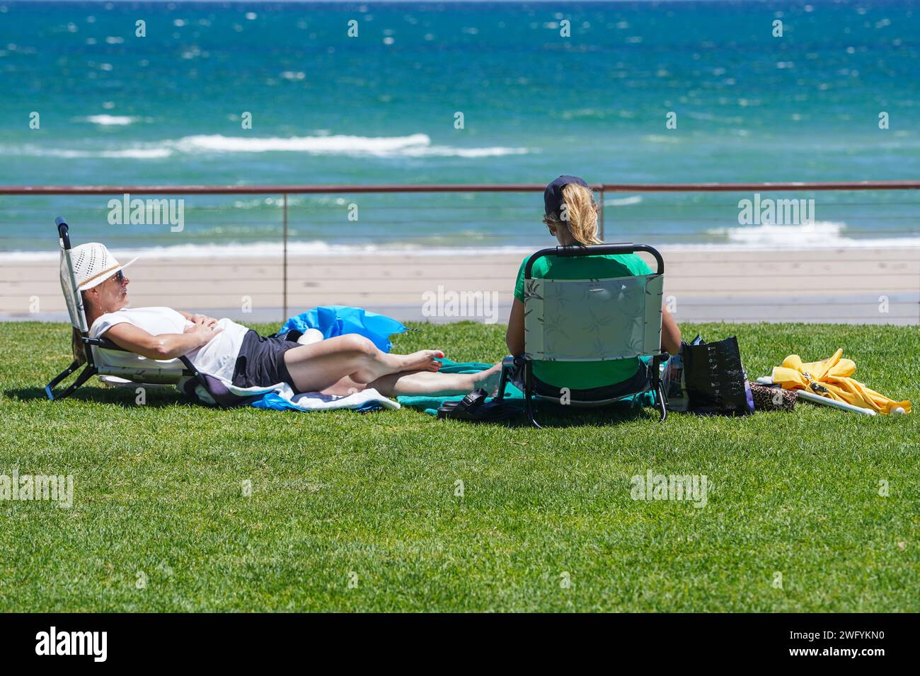 Adelaide, SA Australia 2 February 2024 . Beachgoers enjoying the ...