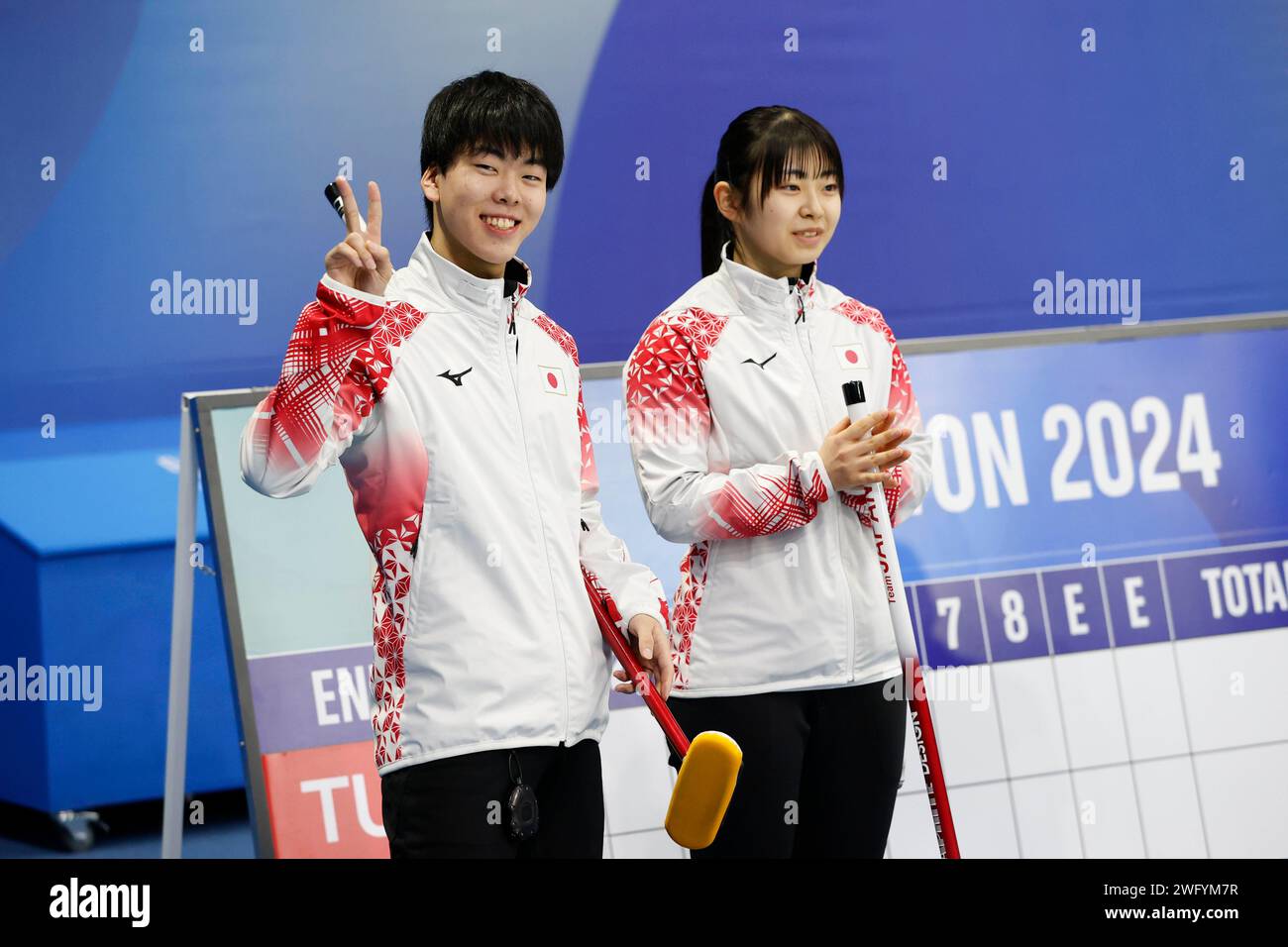 Gangneung Curling Centre, Gangneung, Korea. 29th Jan, 2024. (L-R) Shinya Kawai, Moka Tanaka (JPN ...
