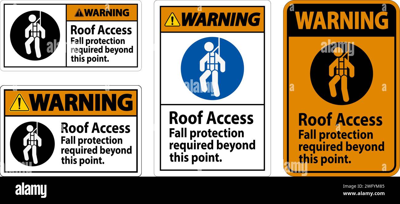 Warning Sign, Roof Access - Fall Protection Required Beyond This Point ...