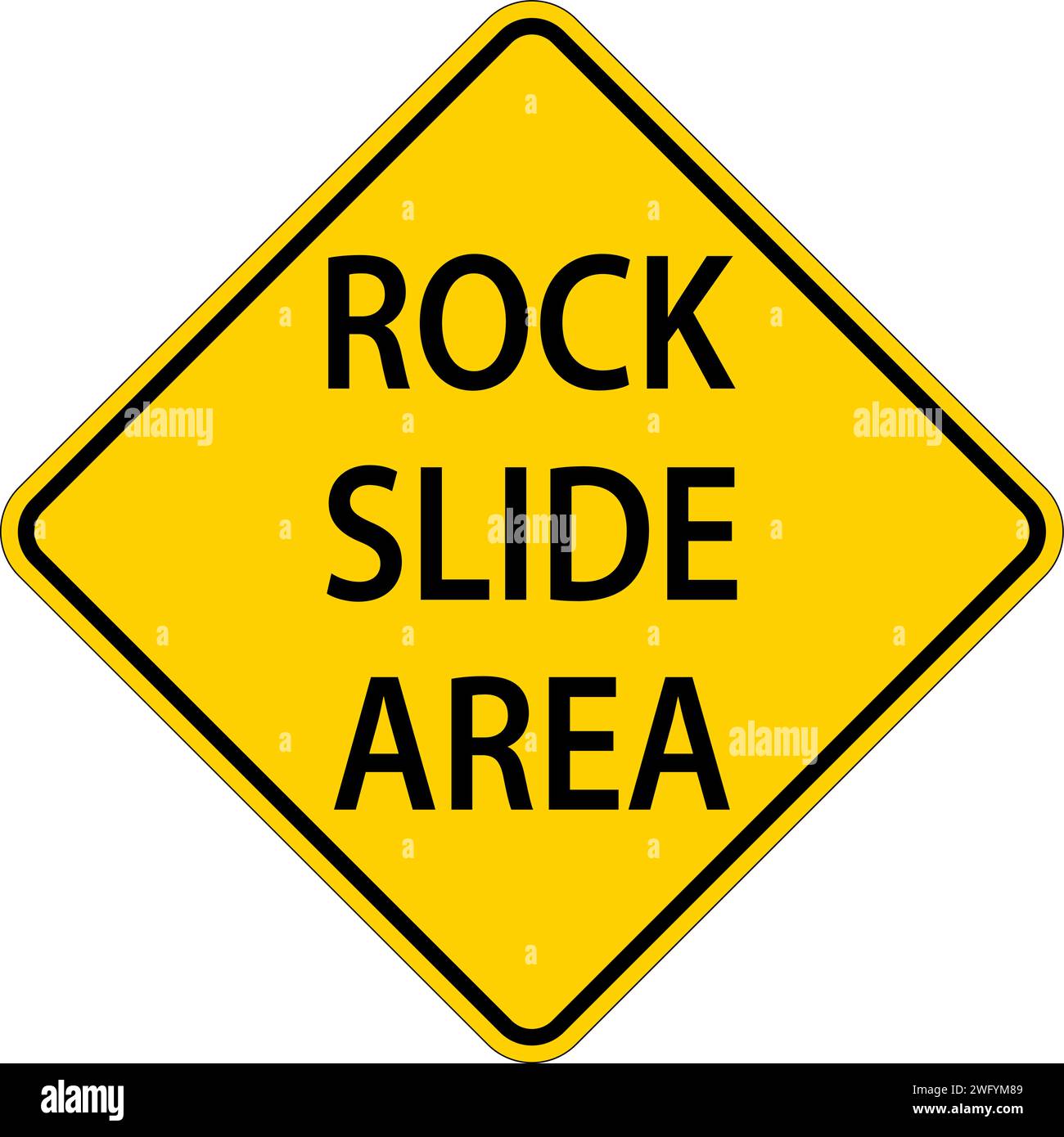 Warning Sign Rock Slide Area Stock Vector Image & Art - Alamy