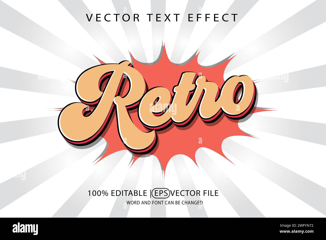 Editable text effect Premium vector retro 3D cartoon style Stock Vector Image & Art - Alamy