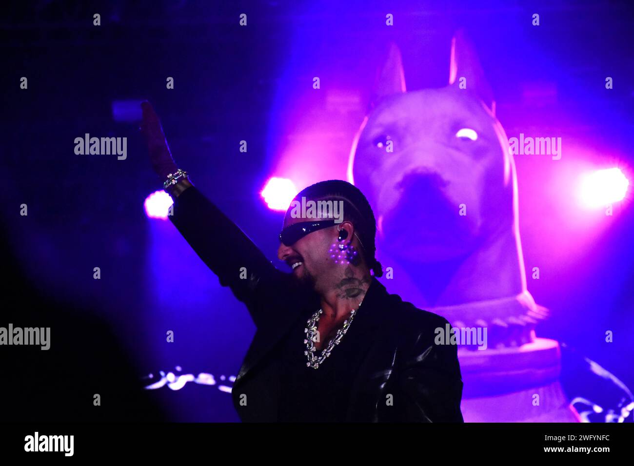 LEON, MEXICO - FEB 1. Grammy nominee Maluma performing live during Don ...