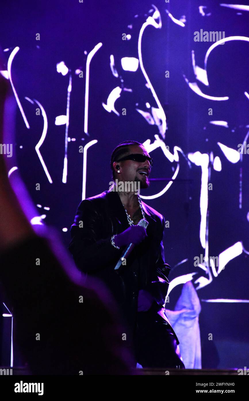 LEON, MEXICO - FEB 1. Grammy nominee Maluma performing live during Don ...
