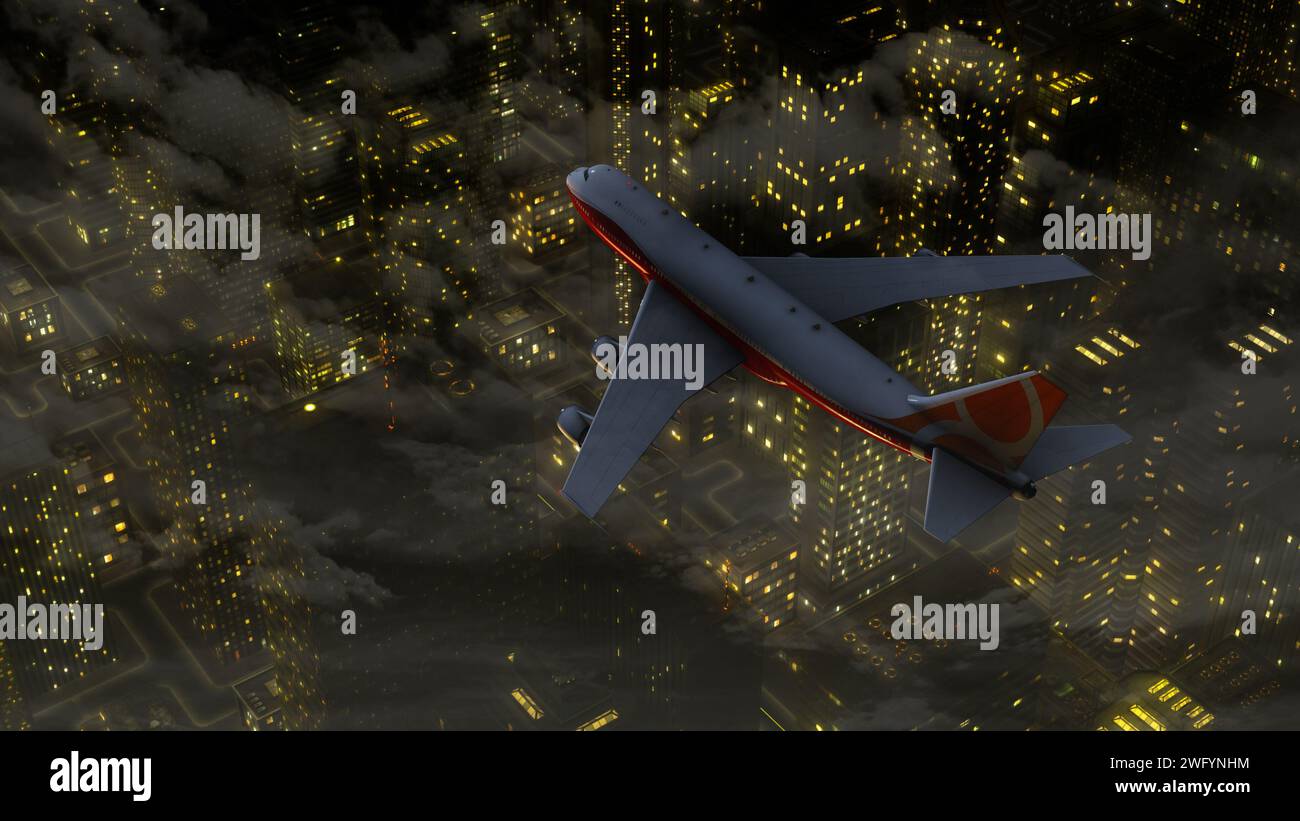 Aeroplane flying night hi-res stock photography and images - Alamy