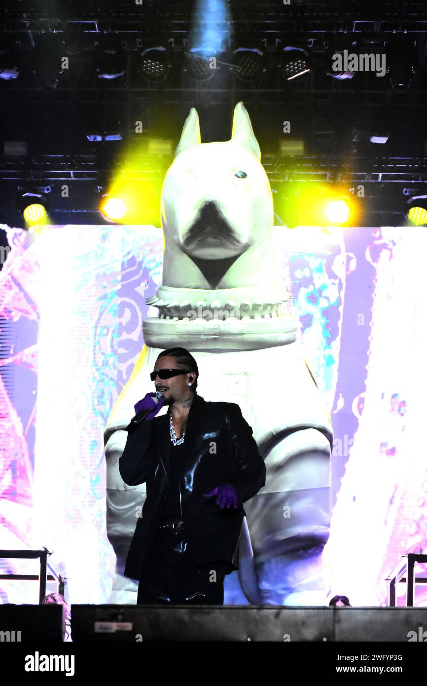 LEON, MEXICO - FEB 1. Grammy nominee Maluma performing live during Don ...