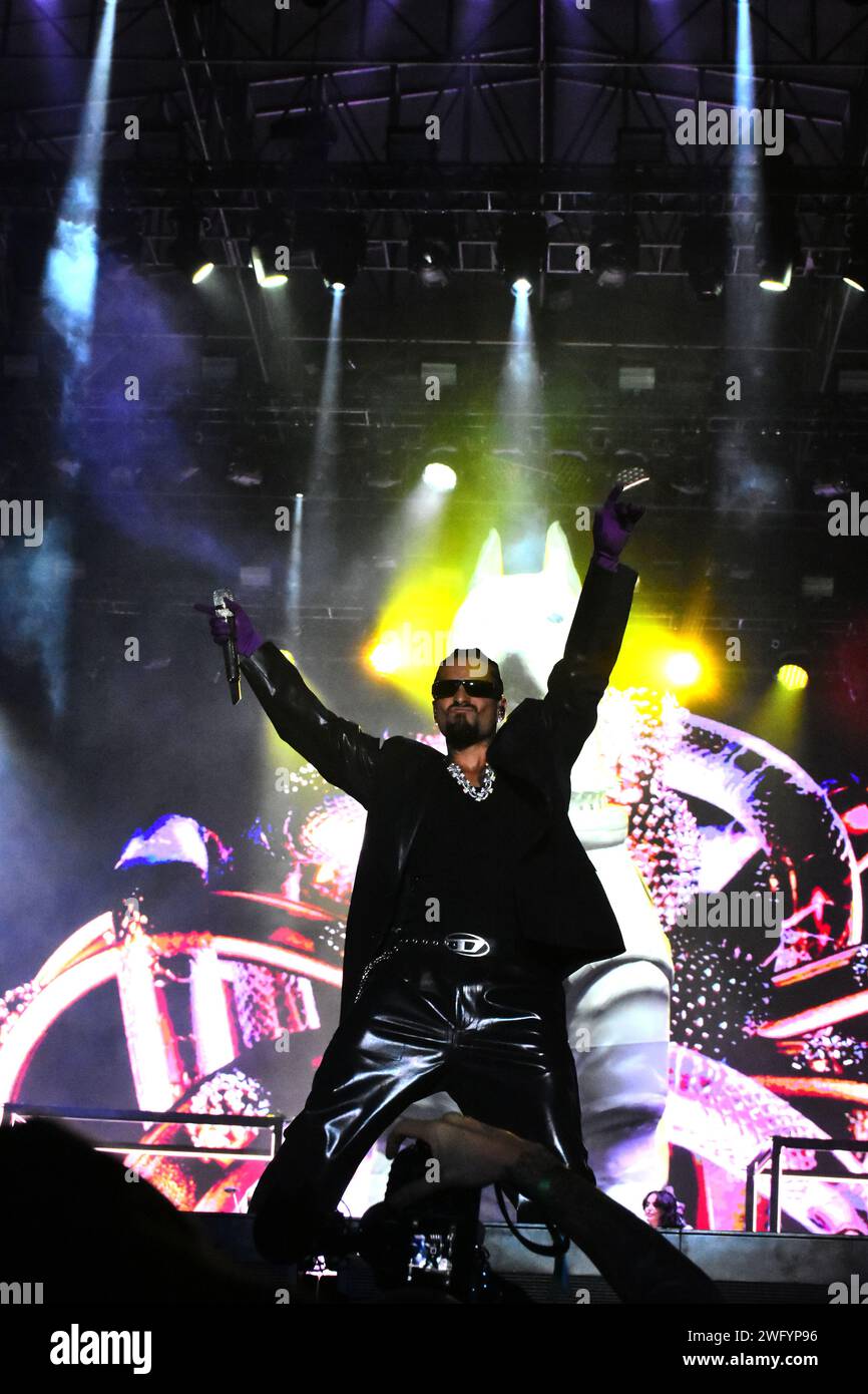 LEON, MEXICO - FEB 1. Grammy nominee Maluma performing live during Don ...