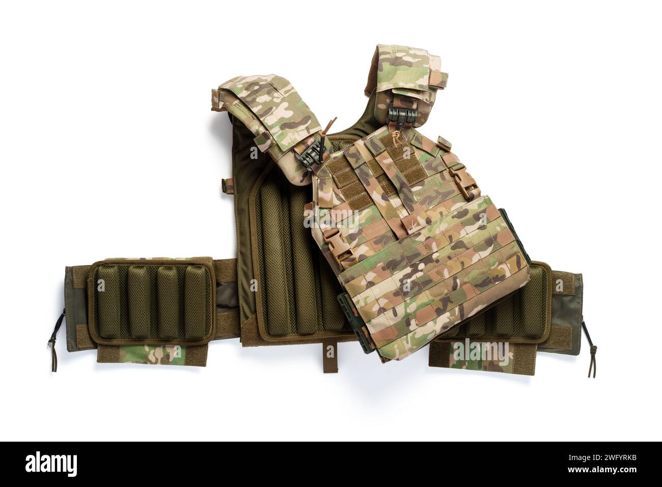 Camouflage bulletproof vest isolated on white background Stock Photo ...