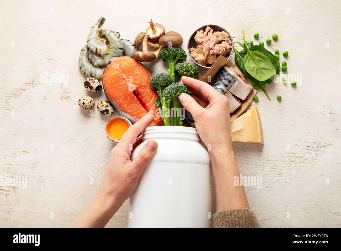 Natural sources of vitamin D (Fish, cheese, eggs, mushrooms, shrimps ...
