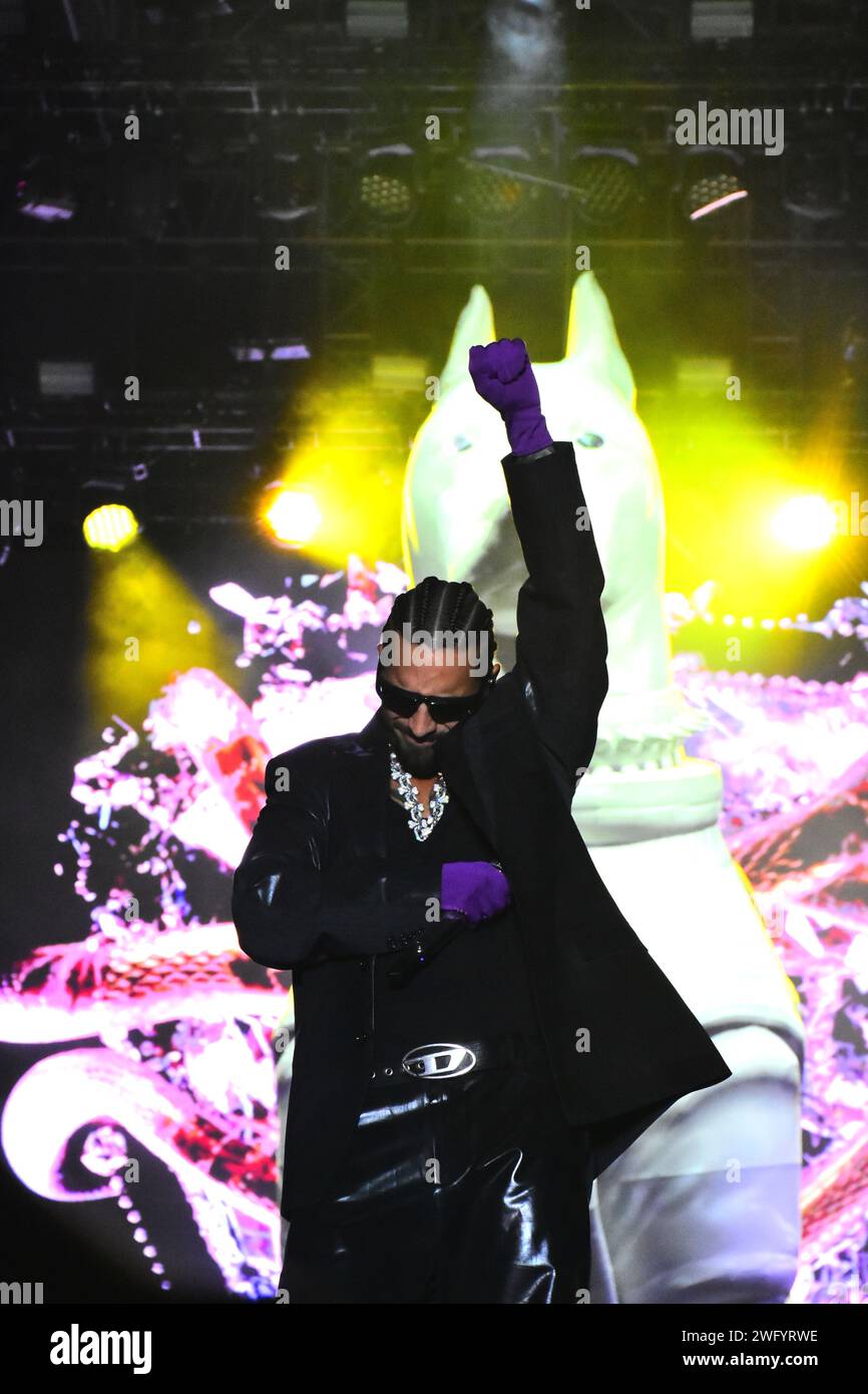 LEON, MEXICO - FEB 1. Grammy nominee Maluma performing live during Don ...