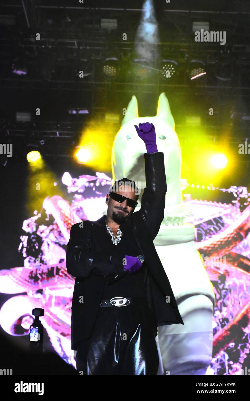 LEON, MEXICO - FEB 1. Grammy nominee Maluma performing live during Don ...