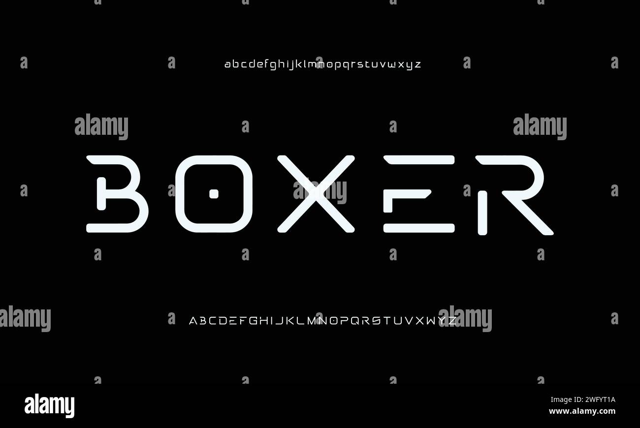 Futuristic modern techno sci fi bold display stencil font, abstract geometric clean monospaced ...