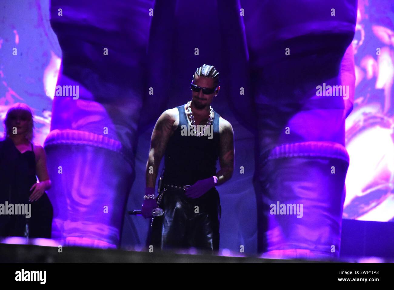 LEON, MEXICO - FEB 1. Grammy nominee Maluma performing live during Don ...