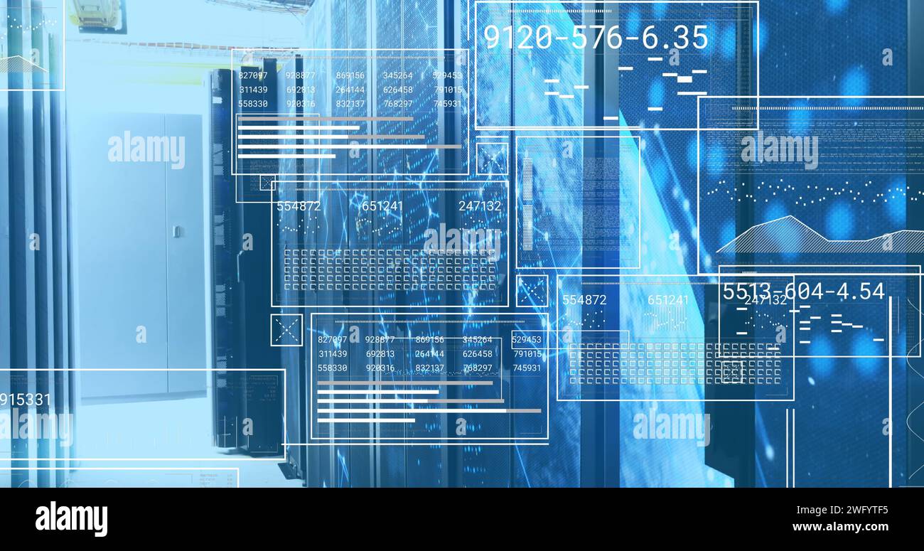 Image of data processing over server room Stock Photo - Alamy