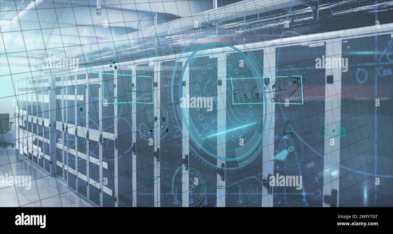 Image of data processing over server room Stock Photo - Alamy