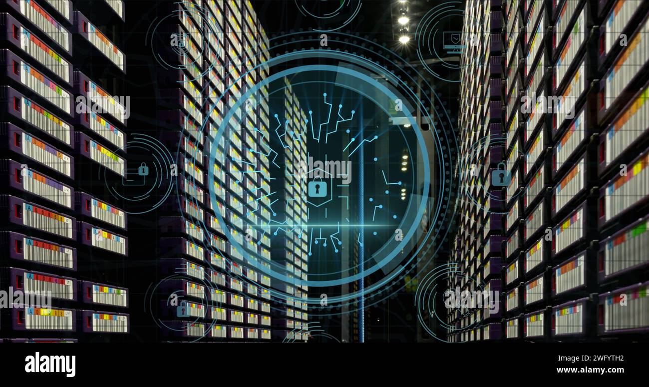 Image of data processing over server room Stock Photo - Alamy