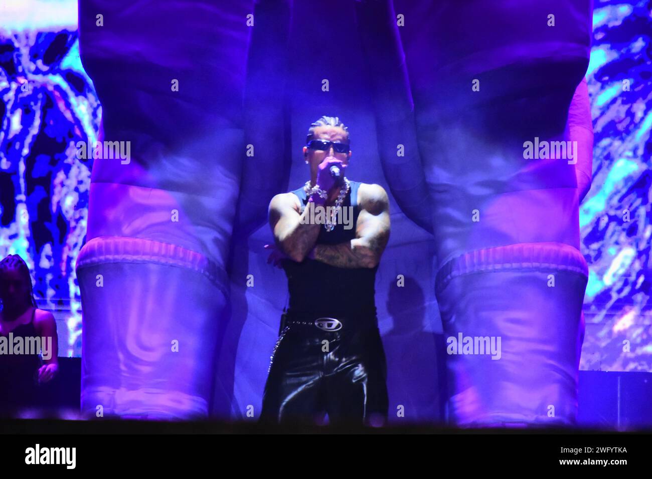 LEON, MEXICO - FEB 1. Grammy nominee Maluma performing live during Don ...