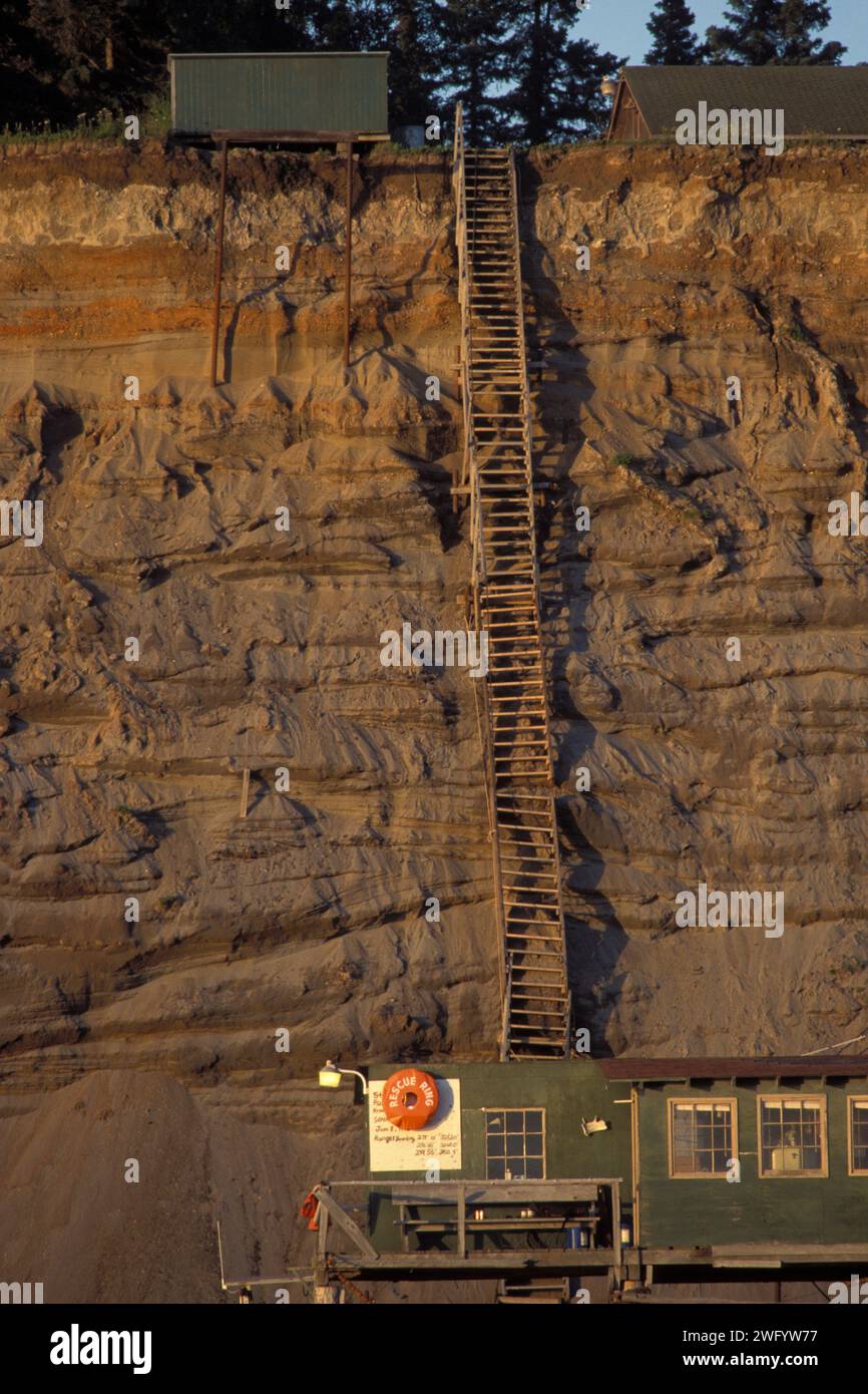 stairway to a commercial fishing set net camp, southcentral Alaska ...