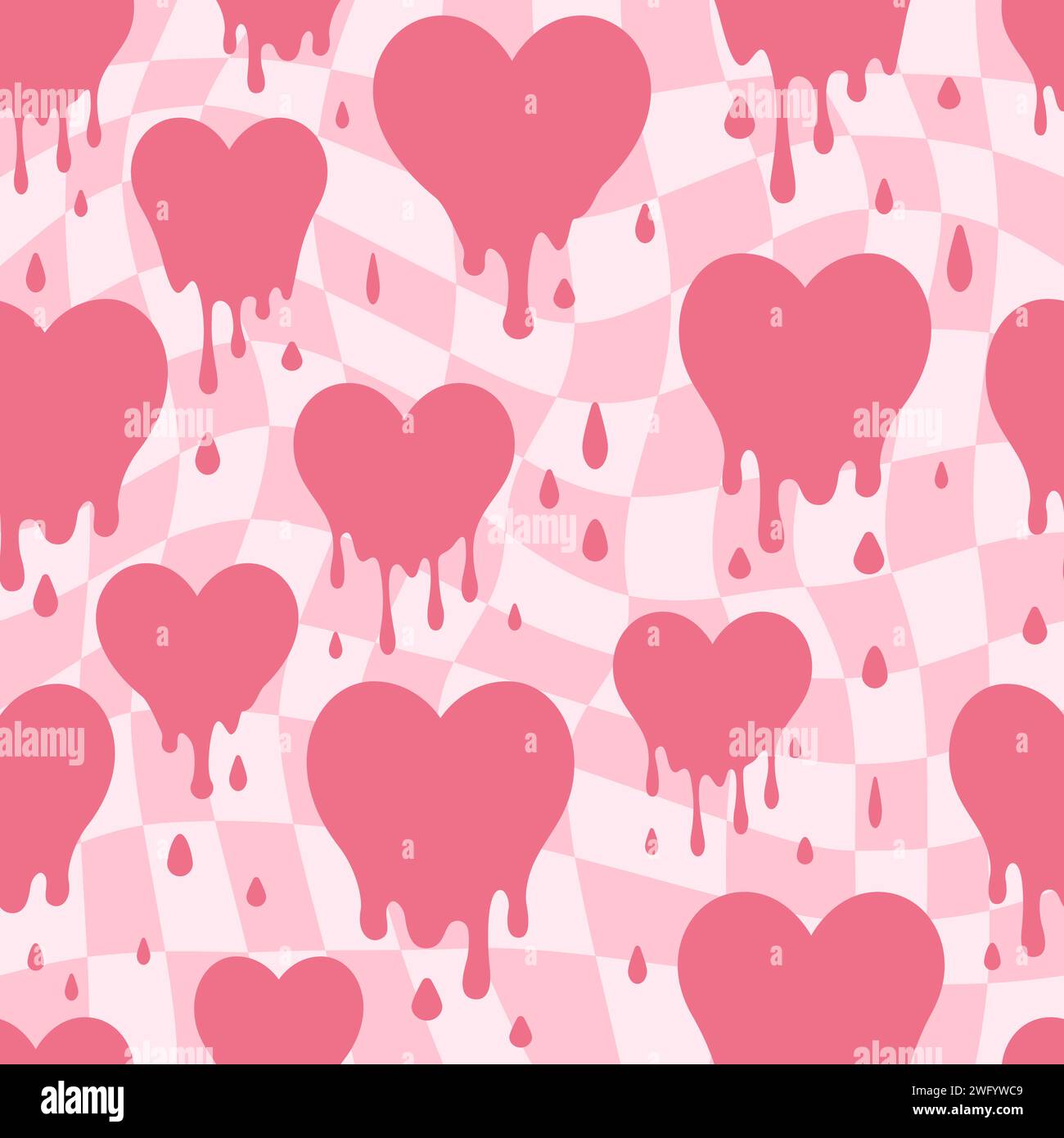 Lovely melted heart background in psychedelic groovy style. Retro Y2k ...