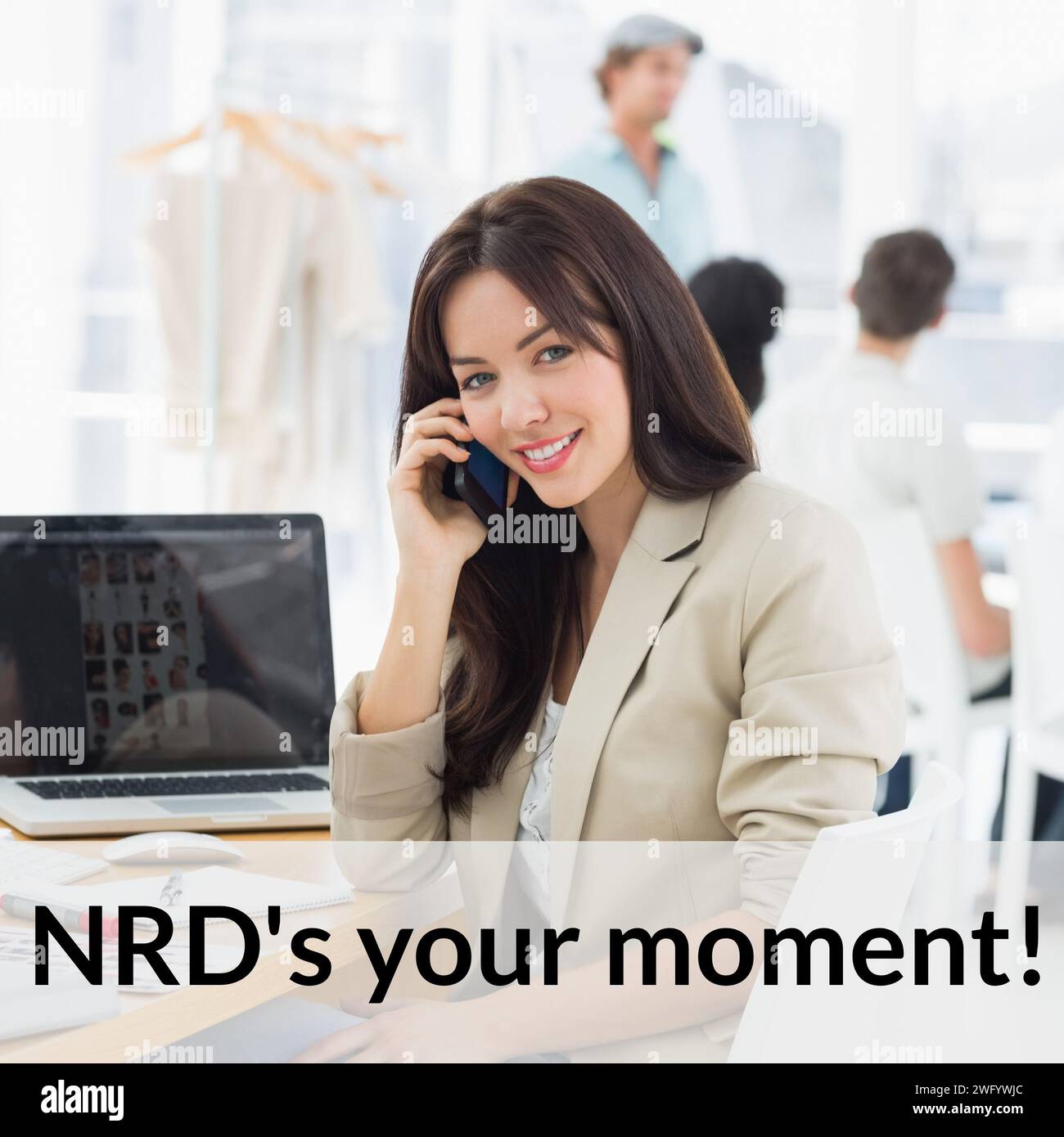 Composition of nrd's your moment text over caucasian businesswoman ...