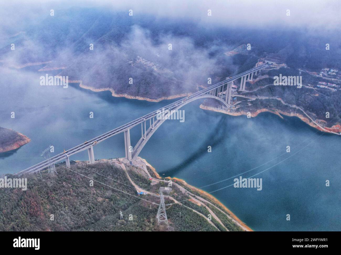 Beijing, China. 2nd Feb, 2024. An aerial drone photo taken on Jan. 31 ...