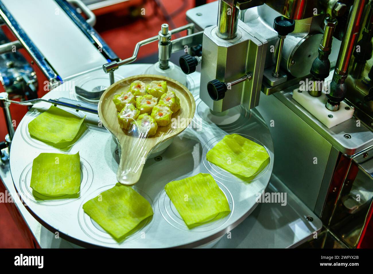Automatic dumplings production line on conveyor belt equipment ...