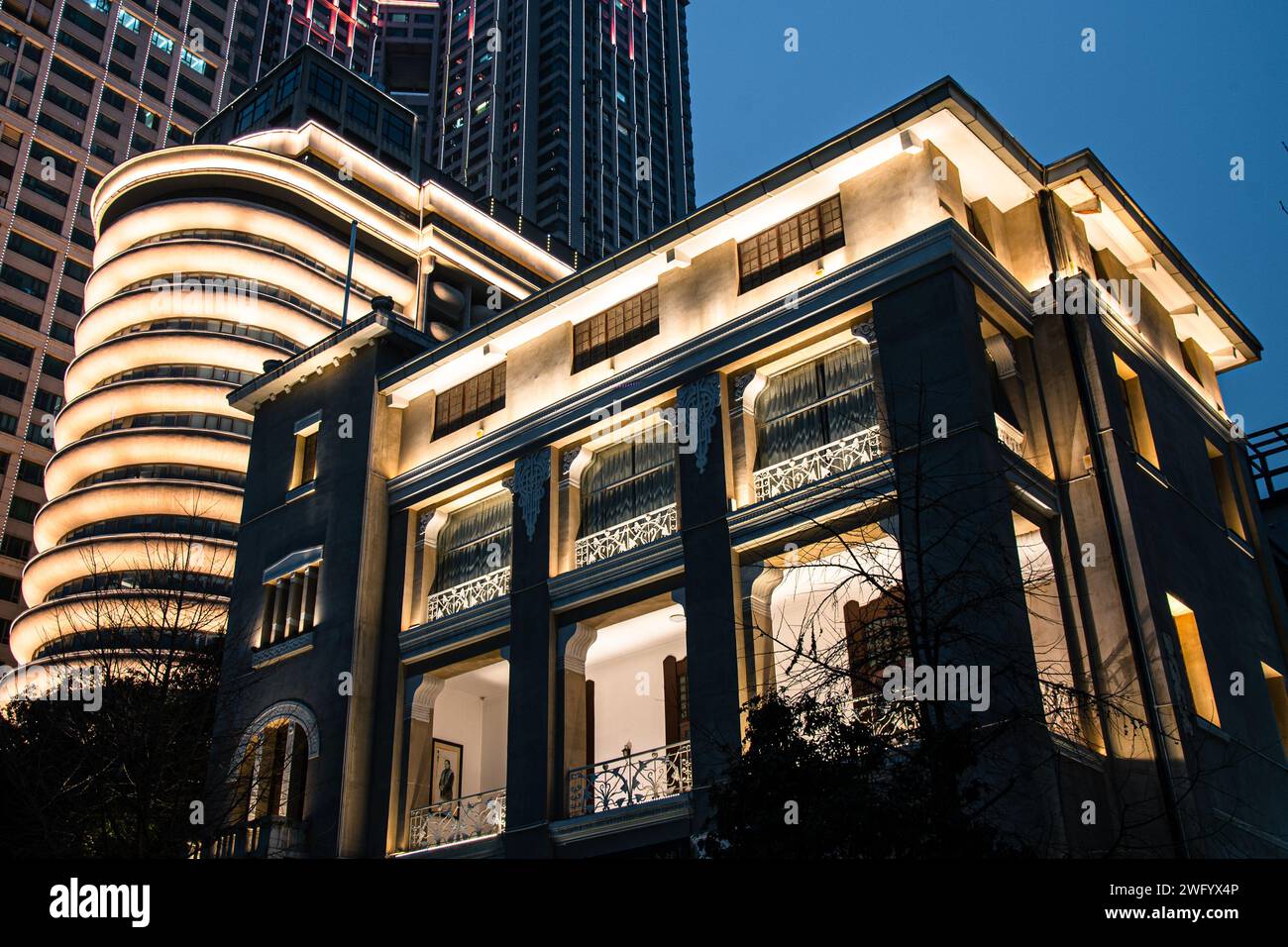 The century-old Wuhan's historic buildings illuminated by lights in the ...