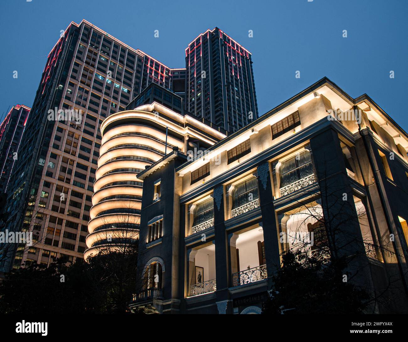 The century-old Wuhan's historic buildings illuminated by lights in the ...