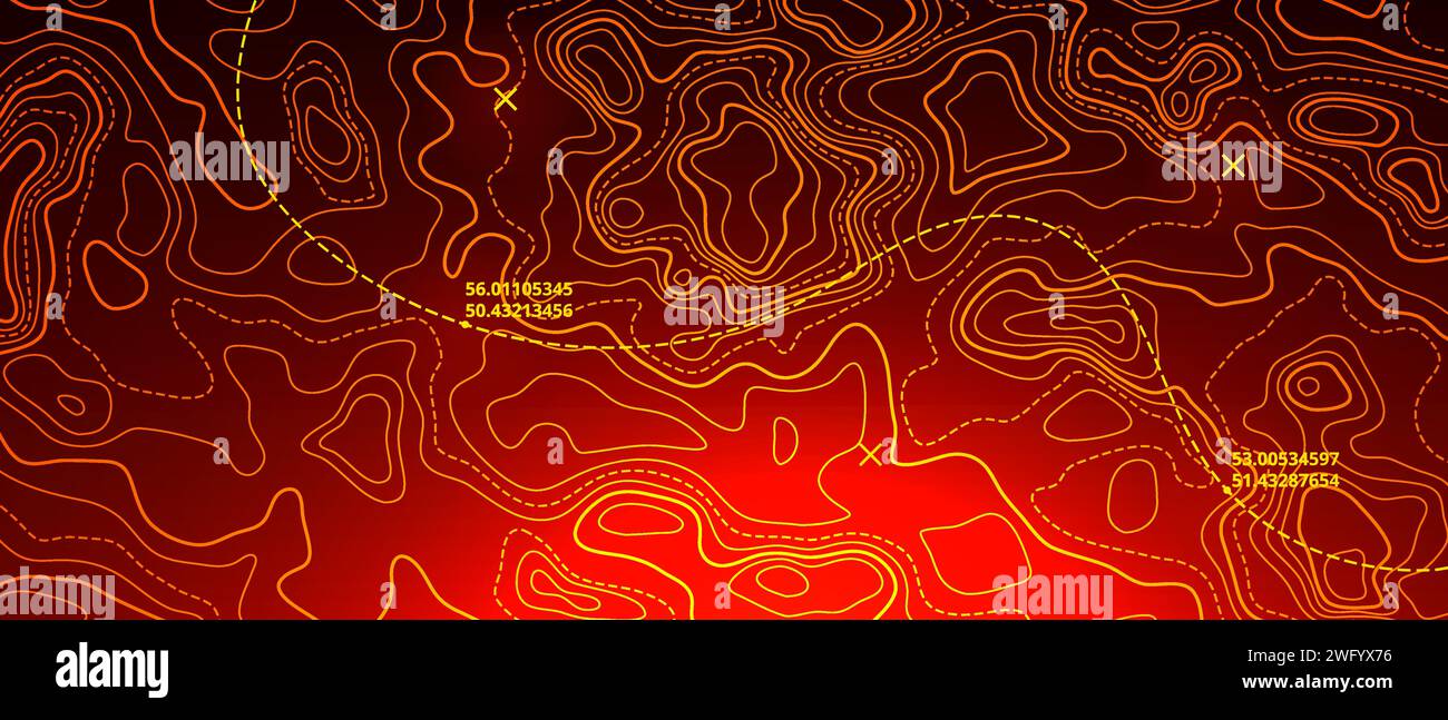 Ocean bottom topographic line map curvy wave isolines vector ...