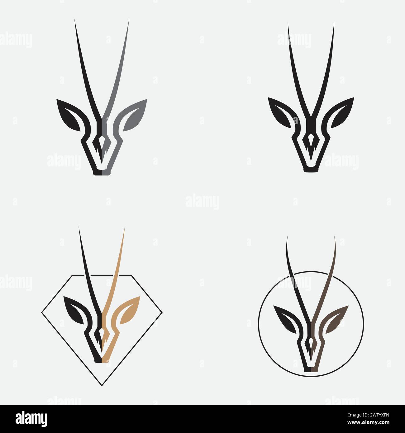 Antelope emblem vector logo design illustration Stock Vector Image ...