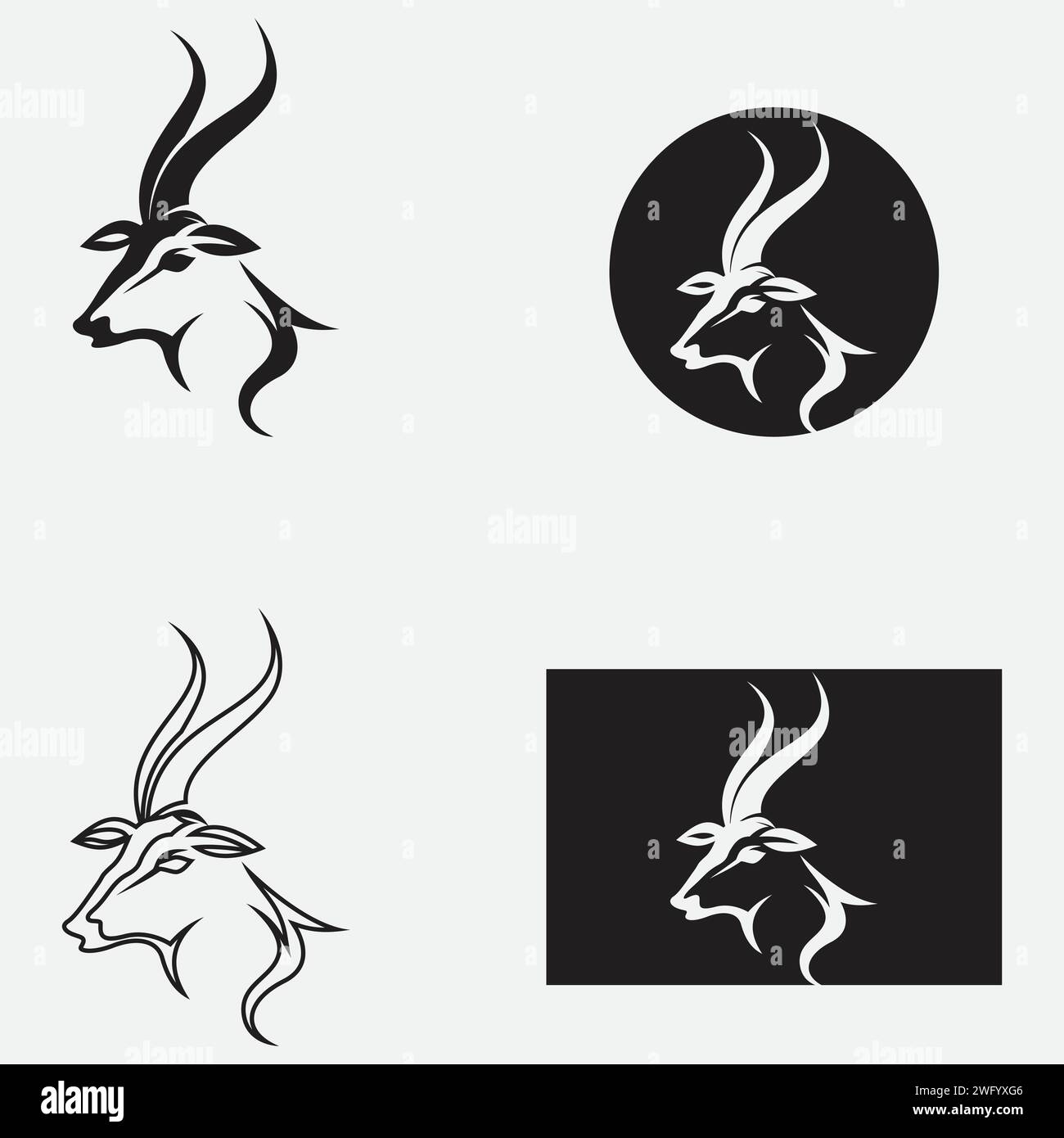 Antelope emblem vector logo design illustration Stock Vector Image ...