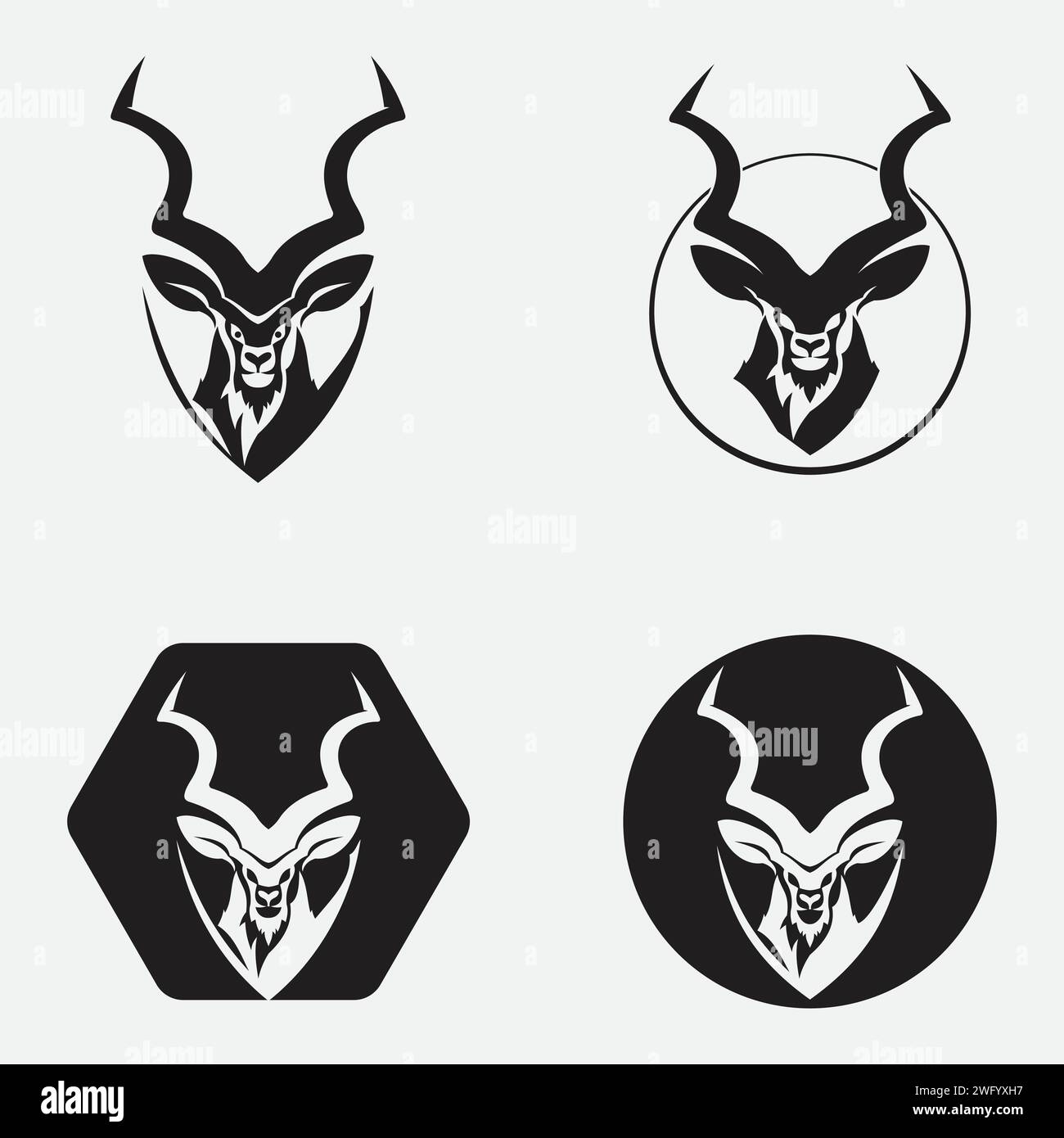 Antelope emblem vector logo design illustration Stock Vector Image ...