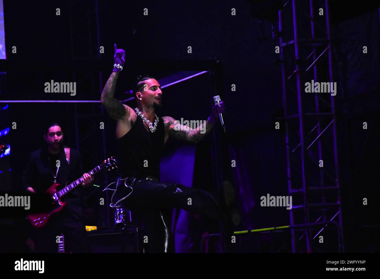 LEON, MEXICO - FEB 1. Grammy nominee Maluma performing live during Don ...