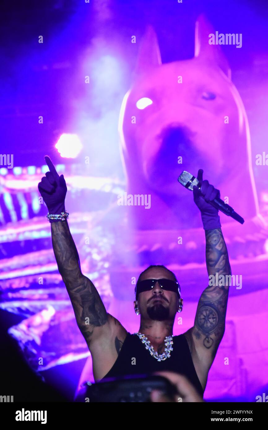 LEON, MEXICO - FEB 1. Grammy nominee Maluma performing live during Don ...