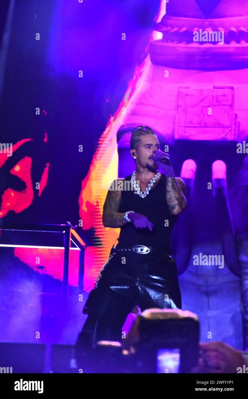 LEON, MEXICO - FEB 1. Grammy nominee Maluma performing live during Don ...