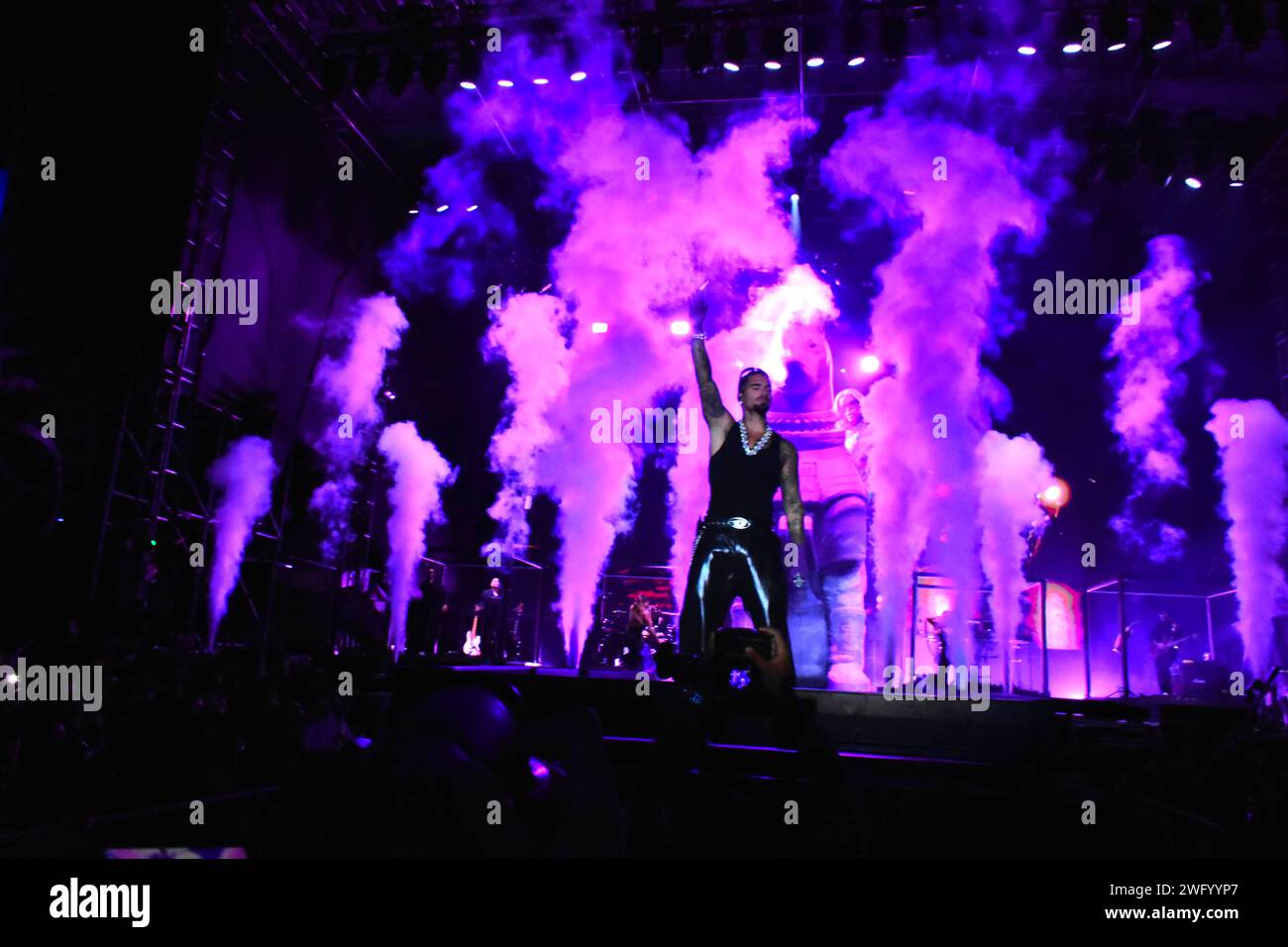 LEON, MEXICO - FEB 1. Grammy nominee Maluma performing live during Don ...
