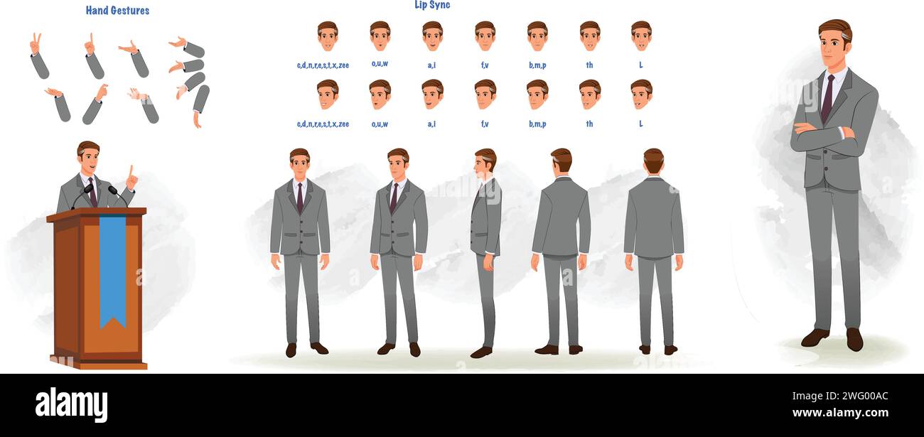 An International politician, leader model sheet. Politician creation ...