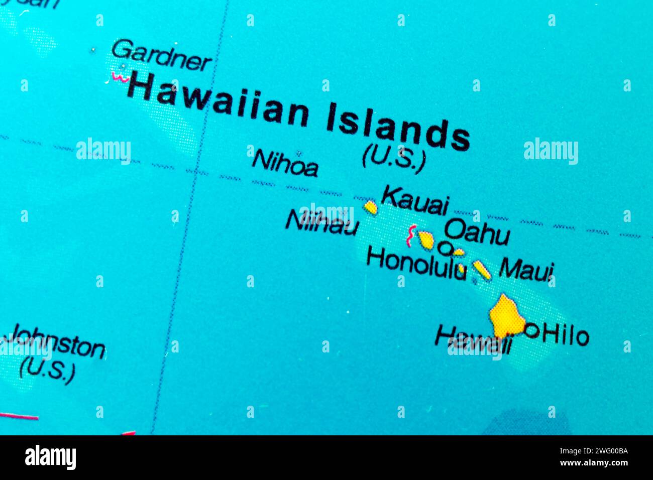 geographical map location of hawaiian islands in close up Stock Photo ...
