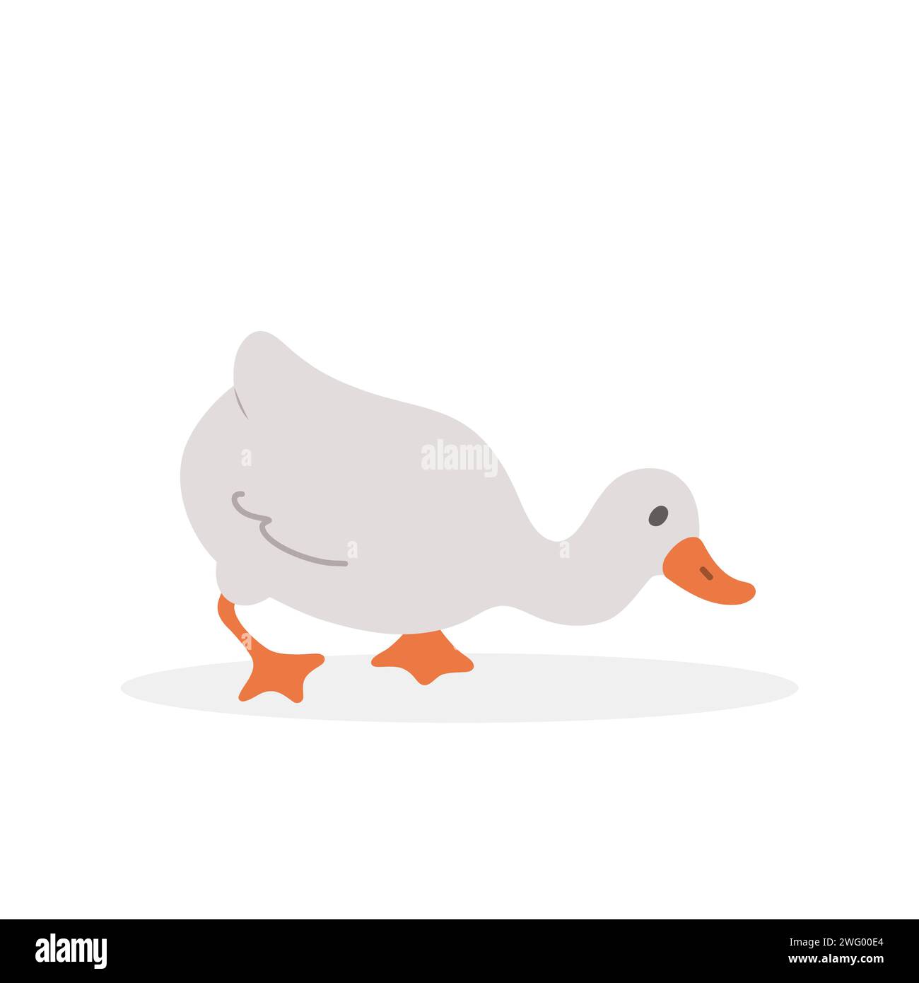 Cute goose. Hand drawn grey duck on farm. Domestic fowl. Vector ...